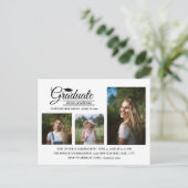 Modern White 3-Photo Graduation Party Postcard | Zazzle