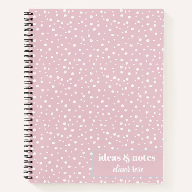 Modern White Abstract Handrawn White Dots Pink Notebook | Zazzle