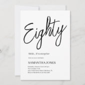 Modern White and Black Eighty 80th Birthday Party Invitation | Zazzle