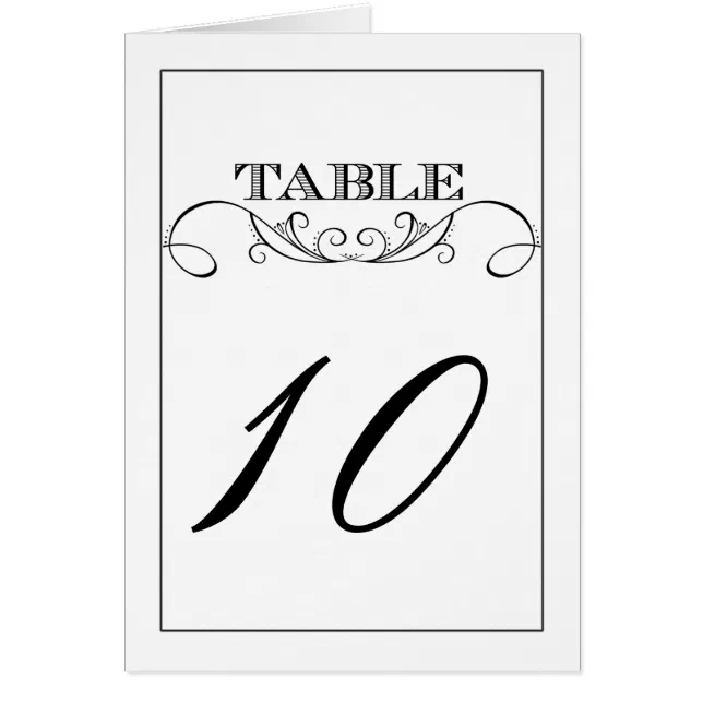 Modern White and Black Wedding Table Number Cards | Zazzle