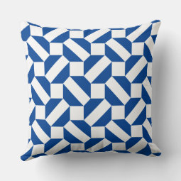 Modern White And Blue Geometric Pattern Throw Pillow | Zazzle
