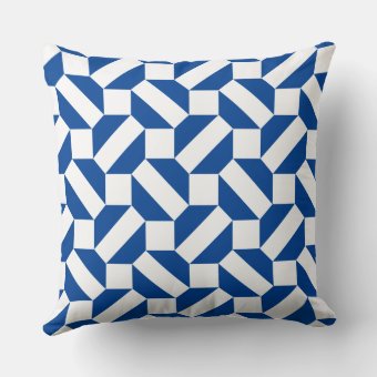 Modern White And Blue Geometric Pattern Throw Pillow | Zazzle