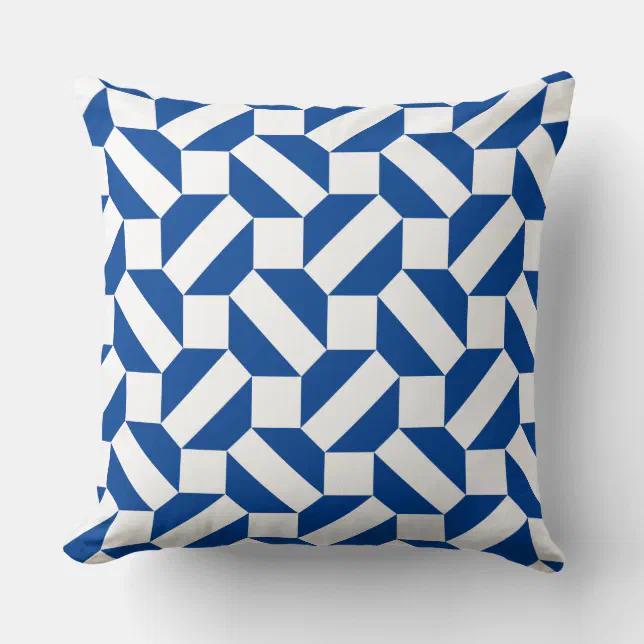 Modern White And Blue Geometric Pattern Throw Pillow | Zazzle