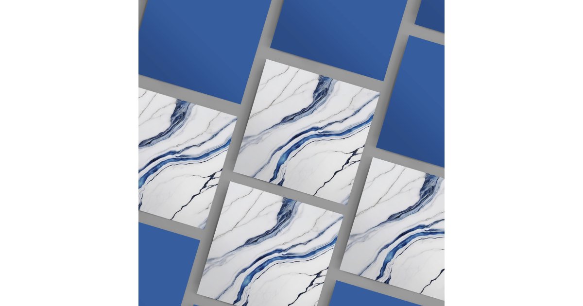 Modern White and Blue Minimalist Marble Ceramic Tile | Zazzle