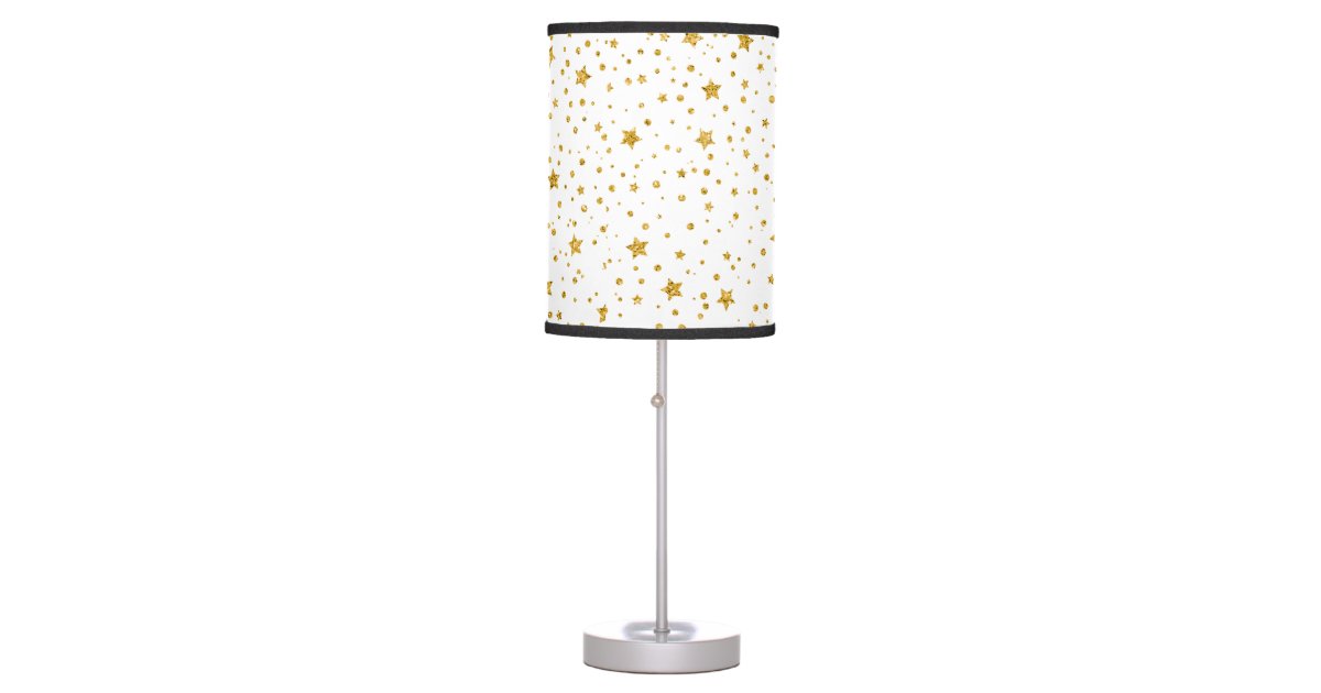 Modern White and Gold Celestial Stars Table Lamp | Zazzle