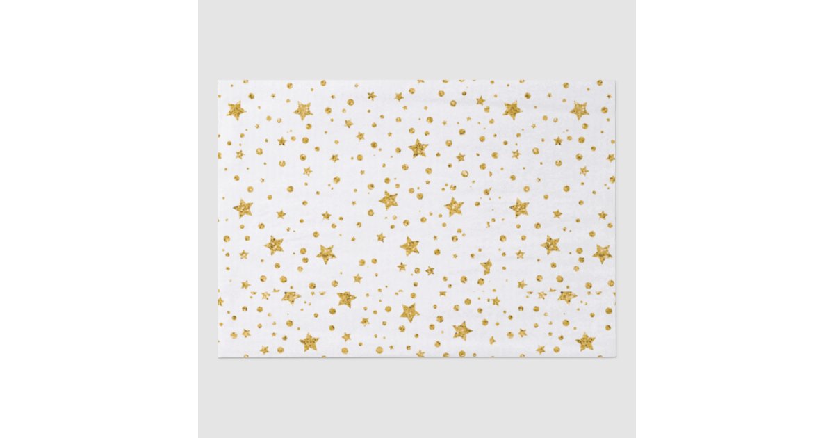 Modern White and Gold Celestial Stars Tissue Paper | Zazzle