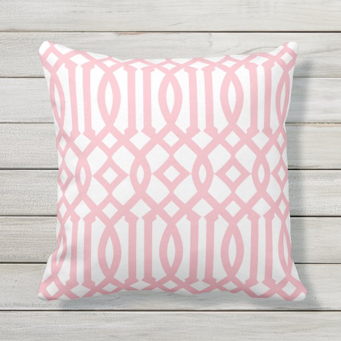 Modern White and Light Pink Trellis Pattern Throw Pillow | Zazzle.com