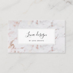 Modern white and pink marble business card | Zazzle