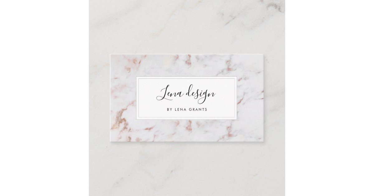 Modern white and pink marble business card | Zazzle