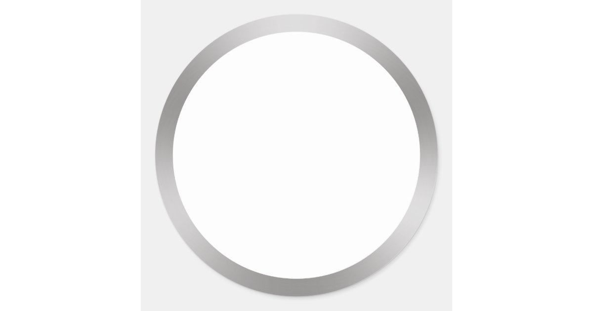 Modern White and Silver Look Border Classic Round Sticker | Zazzle