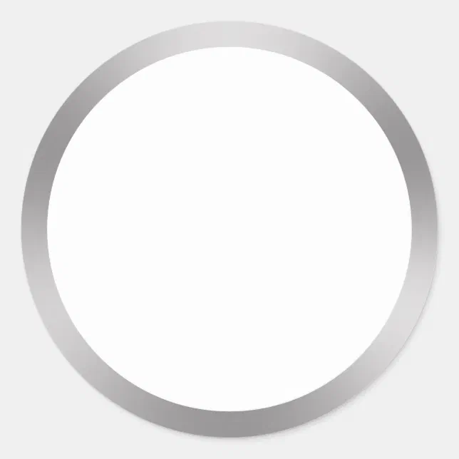 Modern White and Silver Look Border Classic Round Sticker | Zazzle