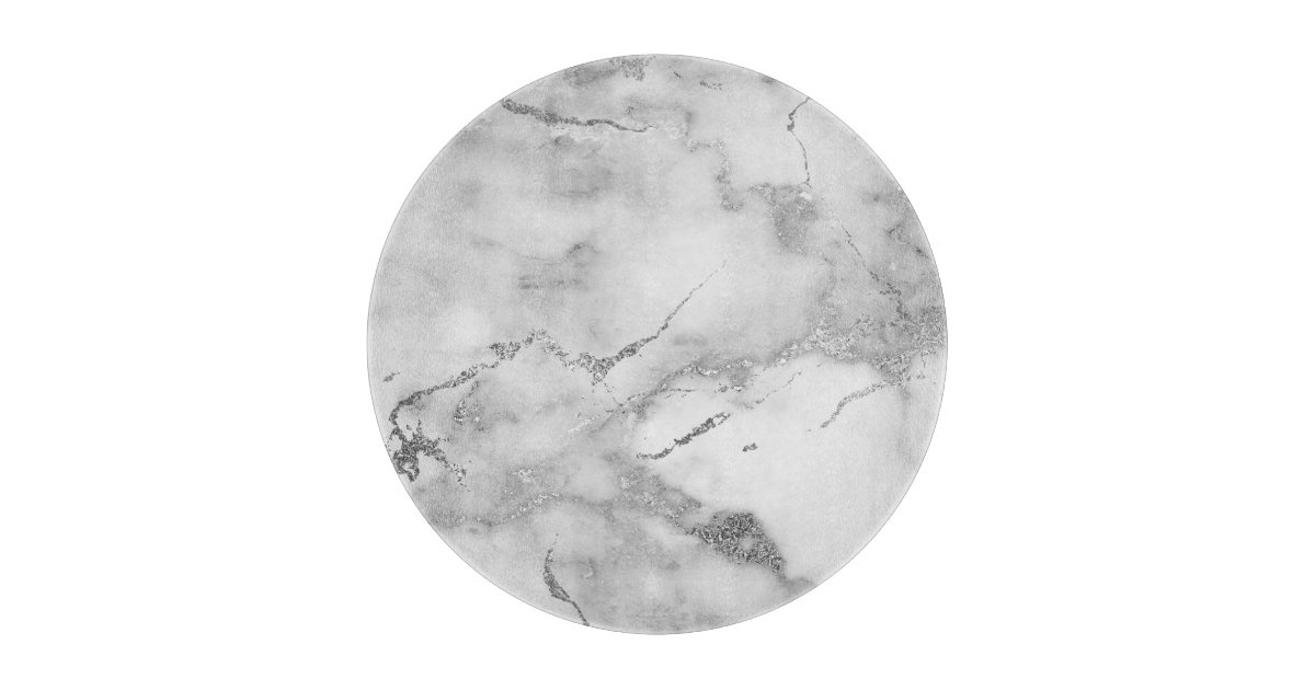 Modern White and Silver Marble Pattern Cutting Board | Zazzle