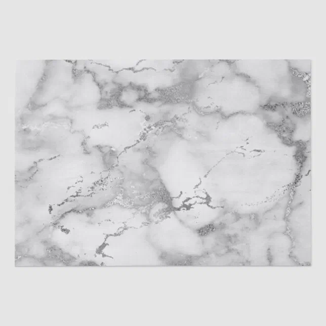 Modern White and Silver Marble Pattern Tissue Paper | Zazzle