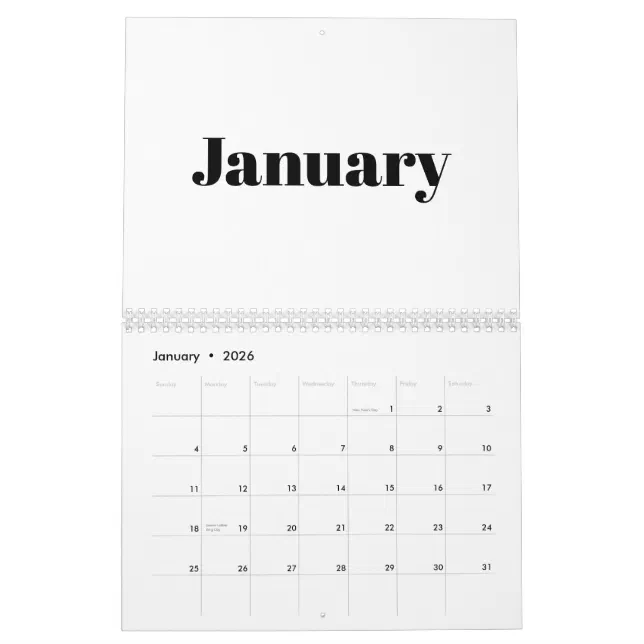 Modern white black bold typography month 2024 calendar | Zazzle