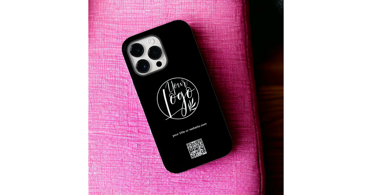 Modern white black business corporate logo qr code Case-Mate iPhone case | Zazzle