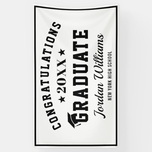 Modern White Black Class of 2024 Graduation Party Banner | Zazzle