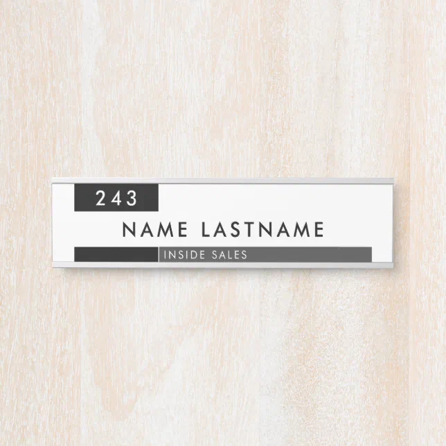 Modern White Black Office Number Name Title Door Sign | Zazzle