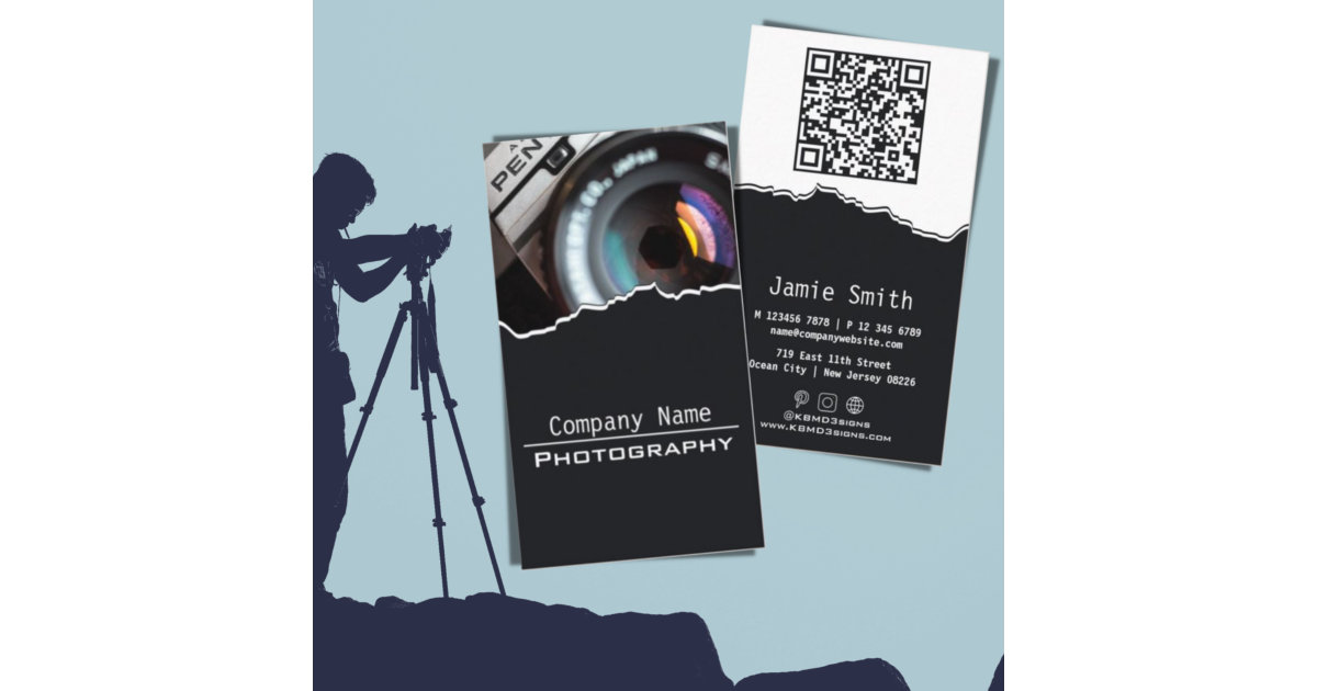 Modern White & Black Photography Business Card | Zazzle