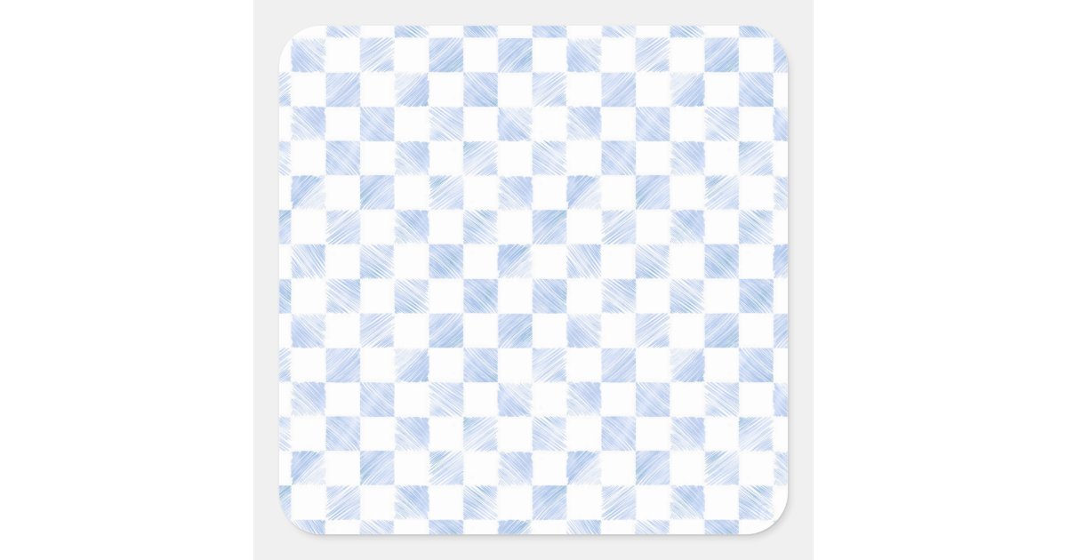 Modern White Blue Checkerboard Pattern Square Sticker | Zazzle