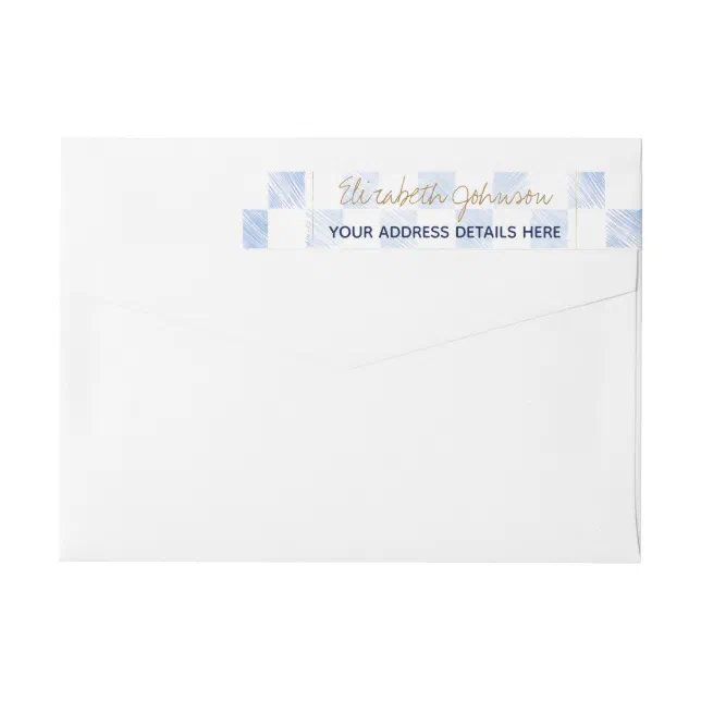 Modern White Blue Checkerboard Pattern Wrap Around Label | Zazzle