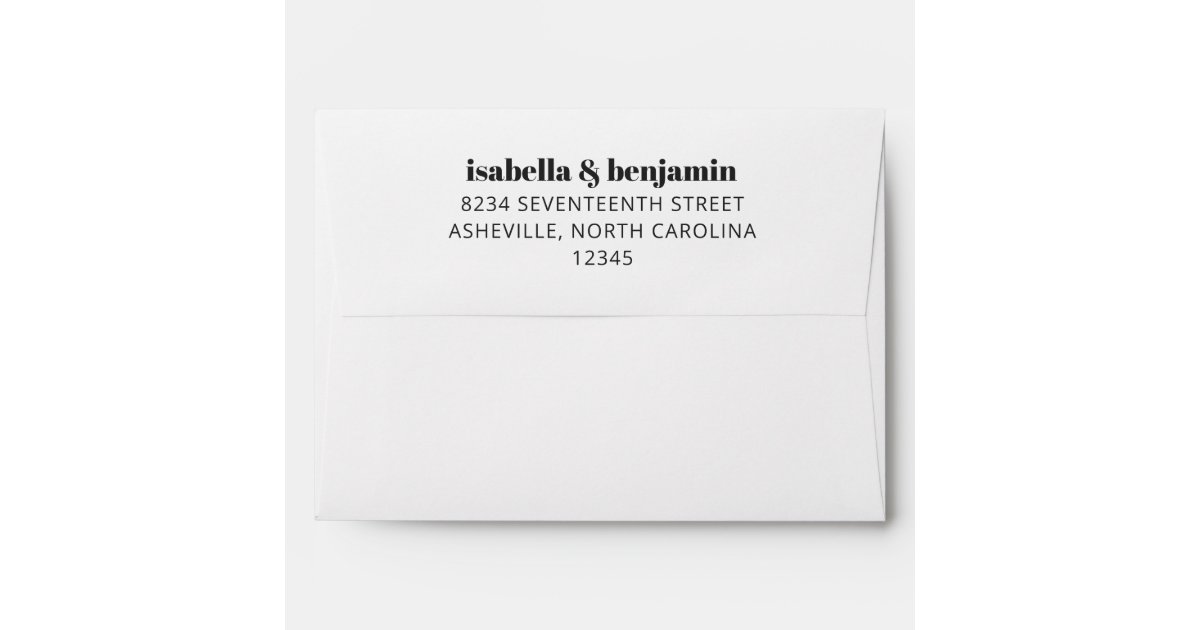 Modern White Bold Typography Return Address Basic Envelope | Zazzle