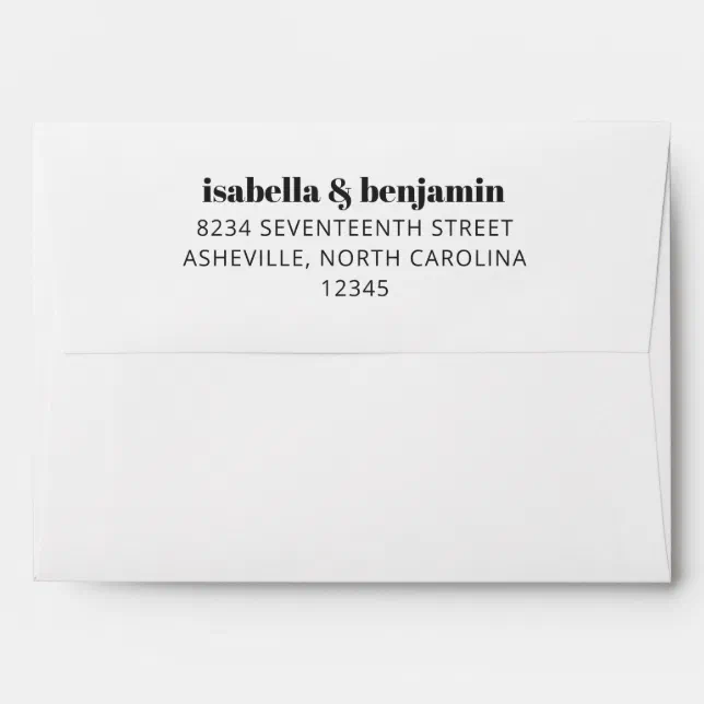 Modern White Bold Typography Return Address Basic Envelope | Zazzle