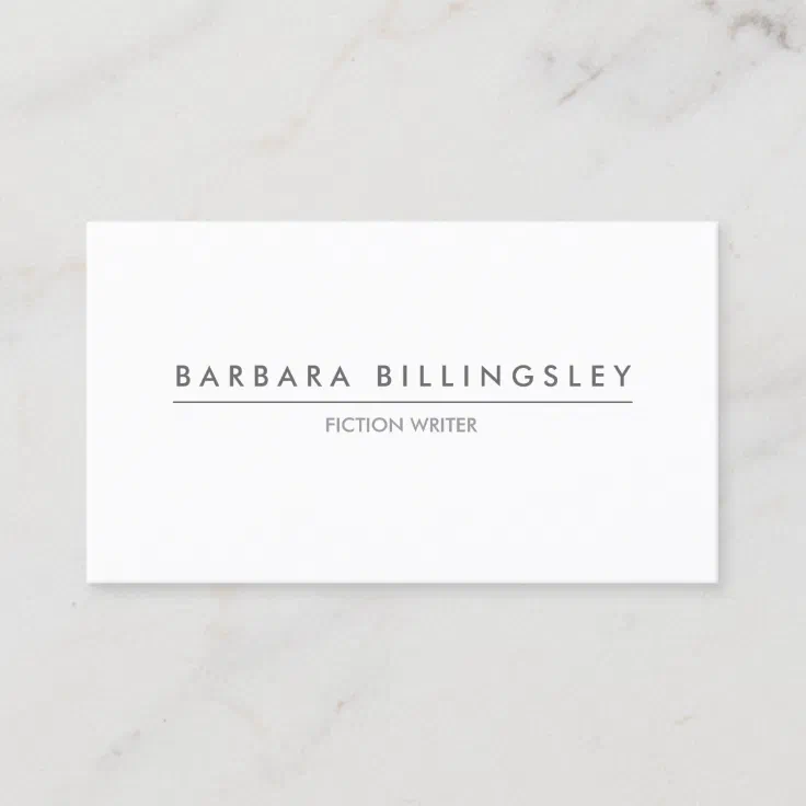 MODERN WHITE BUSINESS CARD FOR AUTHORS & WRITERS | Zazzle