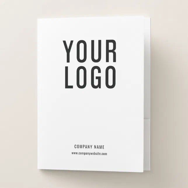 Modern White Business Logo Card Slot Pocket Folder | Zazzle