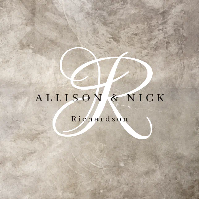 Modern White Calligraphy Monogram Wedding Floor Decals | Zazzle