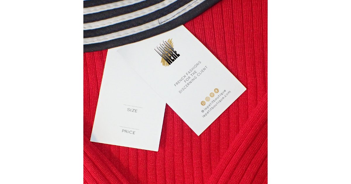 Modern White Clothing Price tag with logo | Zazzle