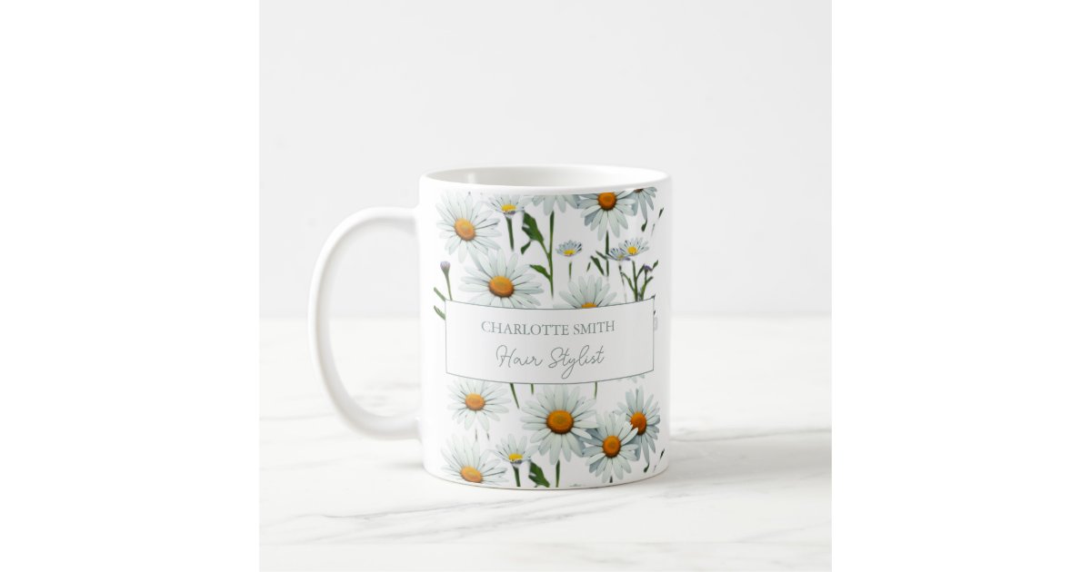 Modern White Daisy custom Coffee Mug | Zazzle
