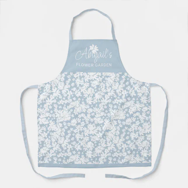 Modern White Daisy Pattern Gardening Custom Apron | Zazzle