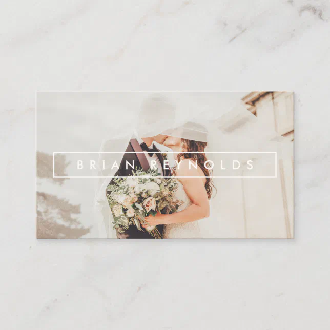 Modern white elegant border photographer kraft business card | Zazzle