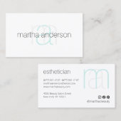 Modern white elegant monogram esthetician salon business card | Zazzle