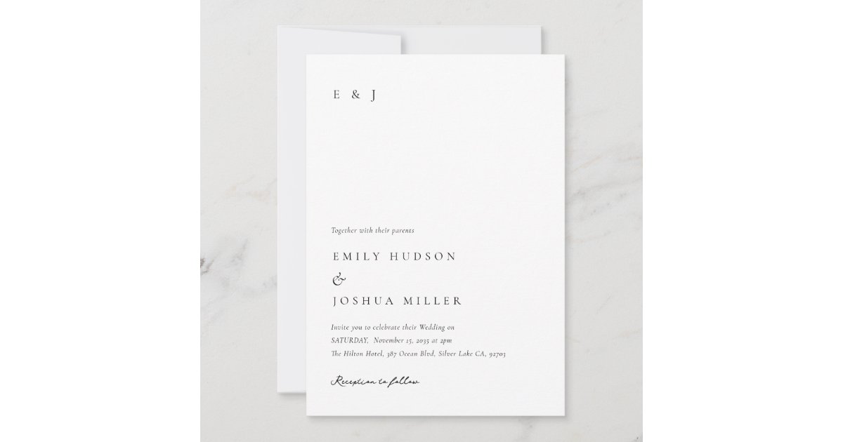 Modern White Elegant Wedding Invitation | Zazzle