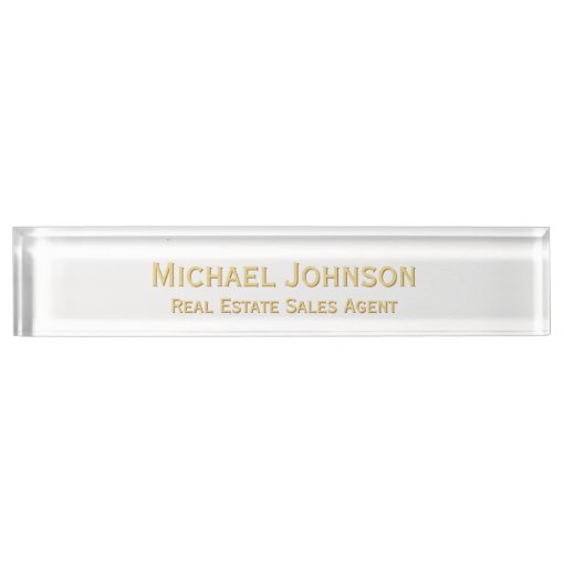 Modern White Faux Gold Professional Office Title Name Plate | Zazzle