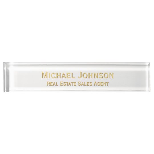 Modern White Faux Gold Professional Office Title Name Plate | Zazzle.com