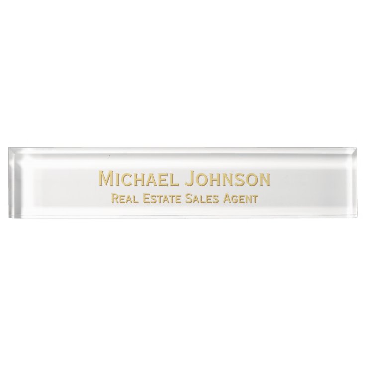 Modern White Faux Gold Professional Office Title Name Plate | Zazzle