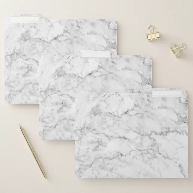 Modern White Faux Marble File Folder | Zazzle