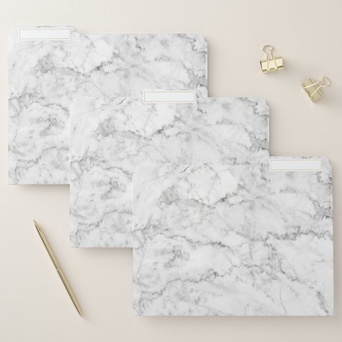 Modern White Faux Marble File Folder | Zazzle.com