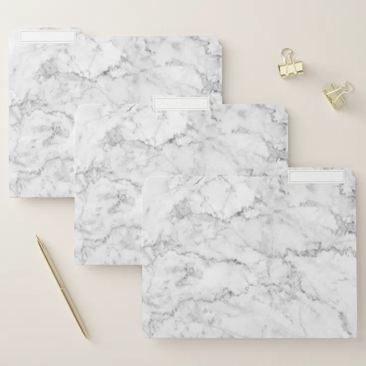Modern White Faux Marble File Folder | Zazzle