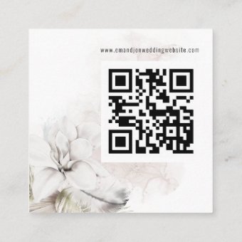 Modern White Florals QR Code Wedding Details Enclosure Card | Zazzle