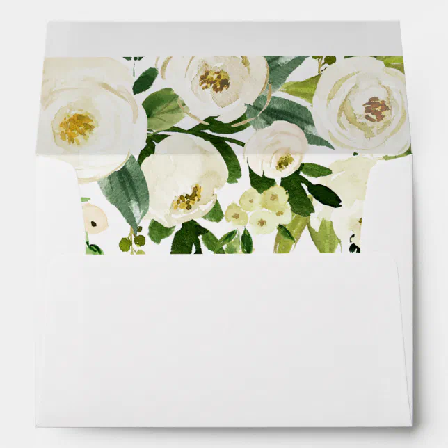 Modern White Flowers Beautiful Wedding Bridal Envelope | Zazzle