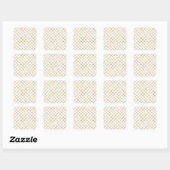 Modern White Gold Checkerboard Pattern Square Sticker | Zazzle