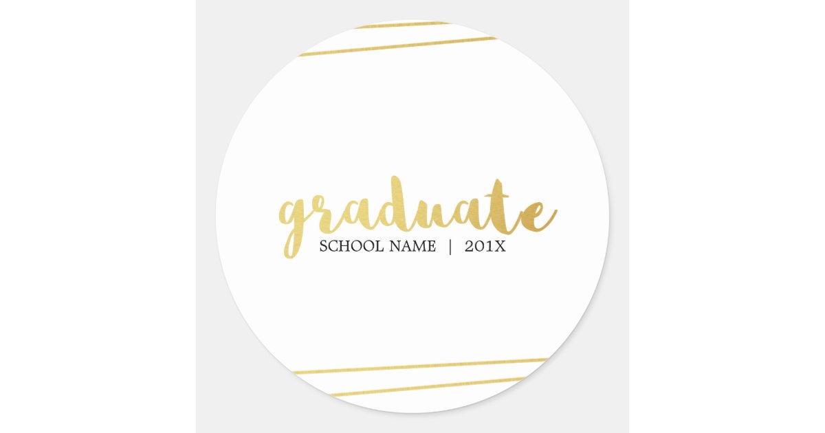 Modern White & Gold Graduate Custom Stickers | Zazzle