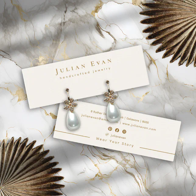 Modern White & Gold Jewelry Earring Display Mini Business Card | Zazzle