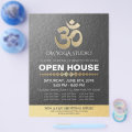 Modern White Gold OM Symbol YOGA Studio Open House Flyer | Zazzle