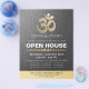 Modern White Gold OM Symbol YOGA Studio Open House Flyer | Zazzle