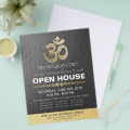 Modern White Gold OM Symbol YOGA Studio Open House Flyer | Zazzle