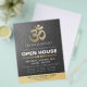 Modern White Gold OM Symbol YOGA Studio Open House Flyer | Zazzle